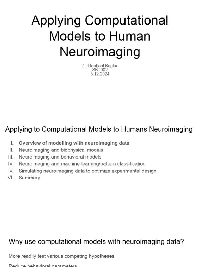 5.12.2024applying Computational Models To Human Neuroimaging | PDF | Functional Magnetic ...
