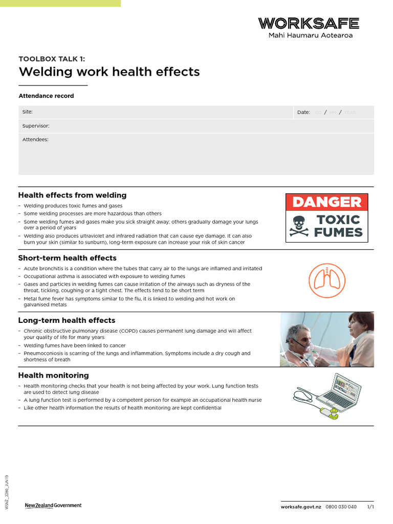 662WSNZ 2272 Welding Toolbox Talk 1 v7 0 FA LR | PDF | Respiratory ...