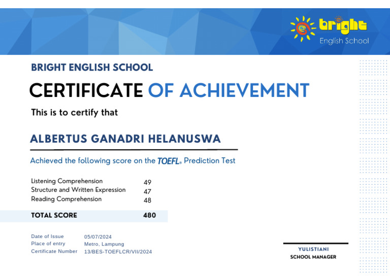 Certif TOEFL PDF | PDF