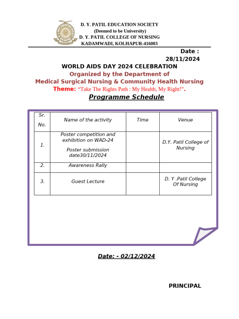 World Aids Day 2024 Program Schedule | PDF