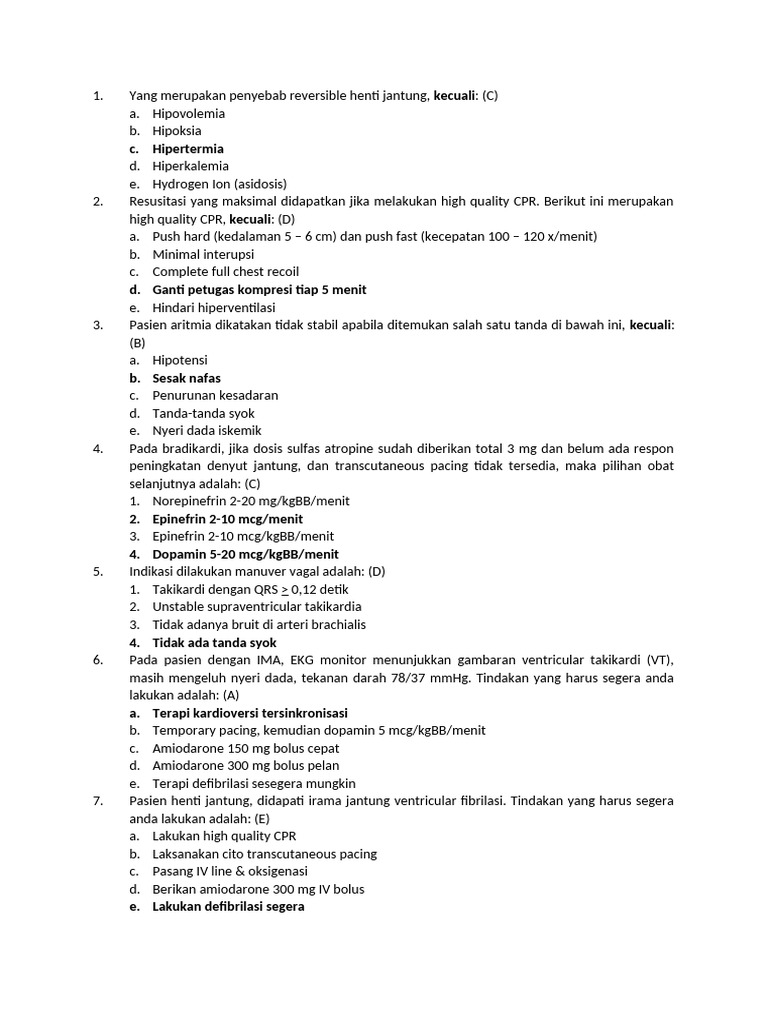 Soal Refresh ACLS | PDF