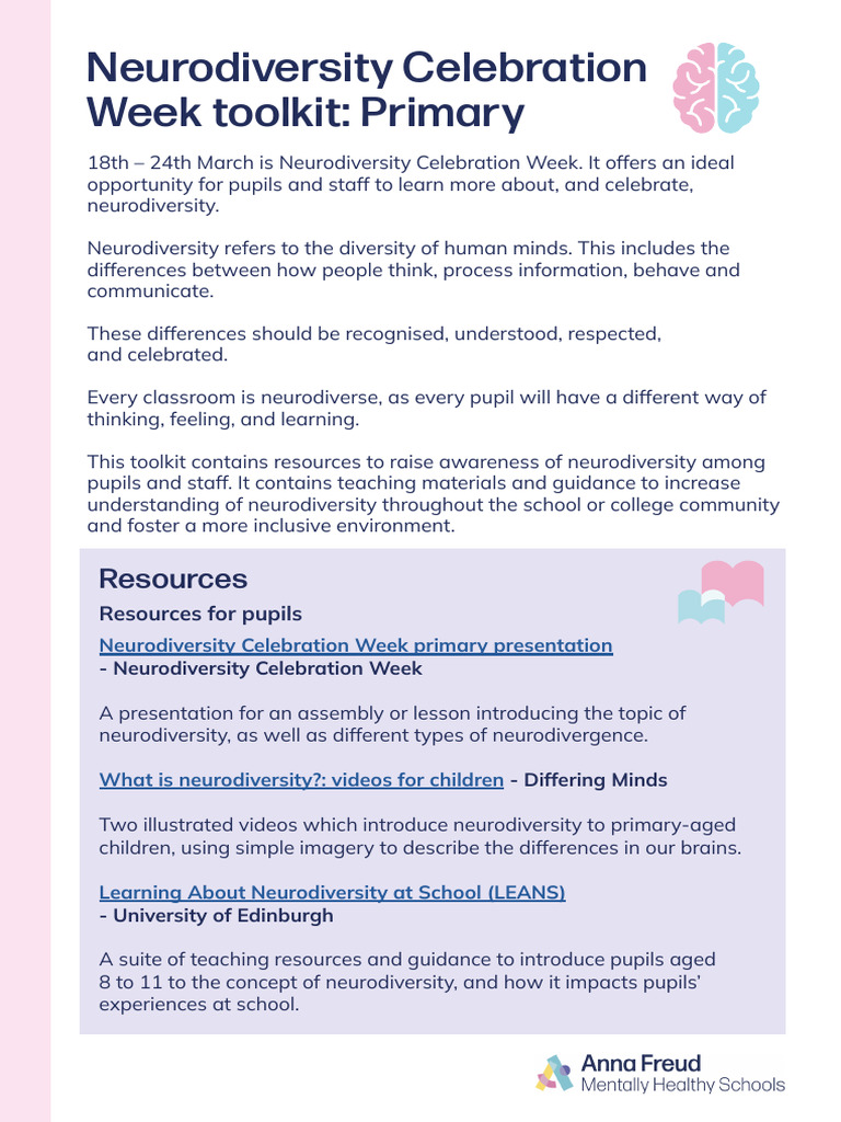 Neurodiversity Celebration Week Toolkit Primary | PDF | Cognition ...