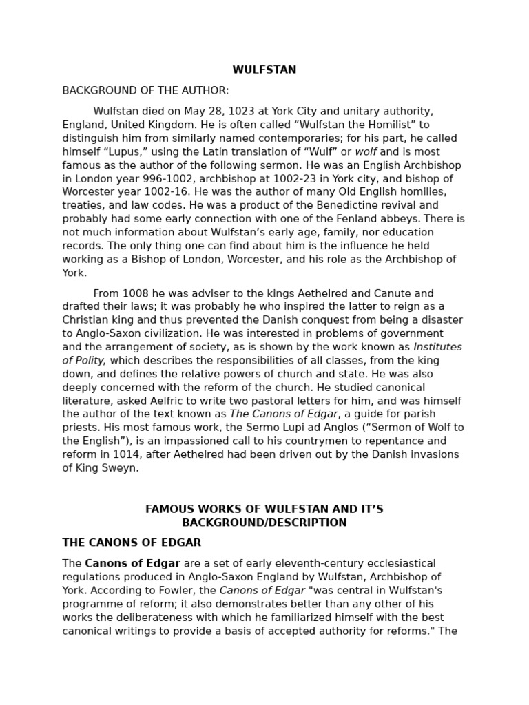 WULFSTAN and STEPHEN OF RIPON | PDF