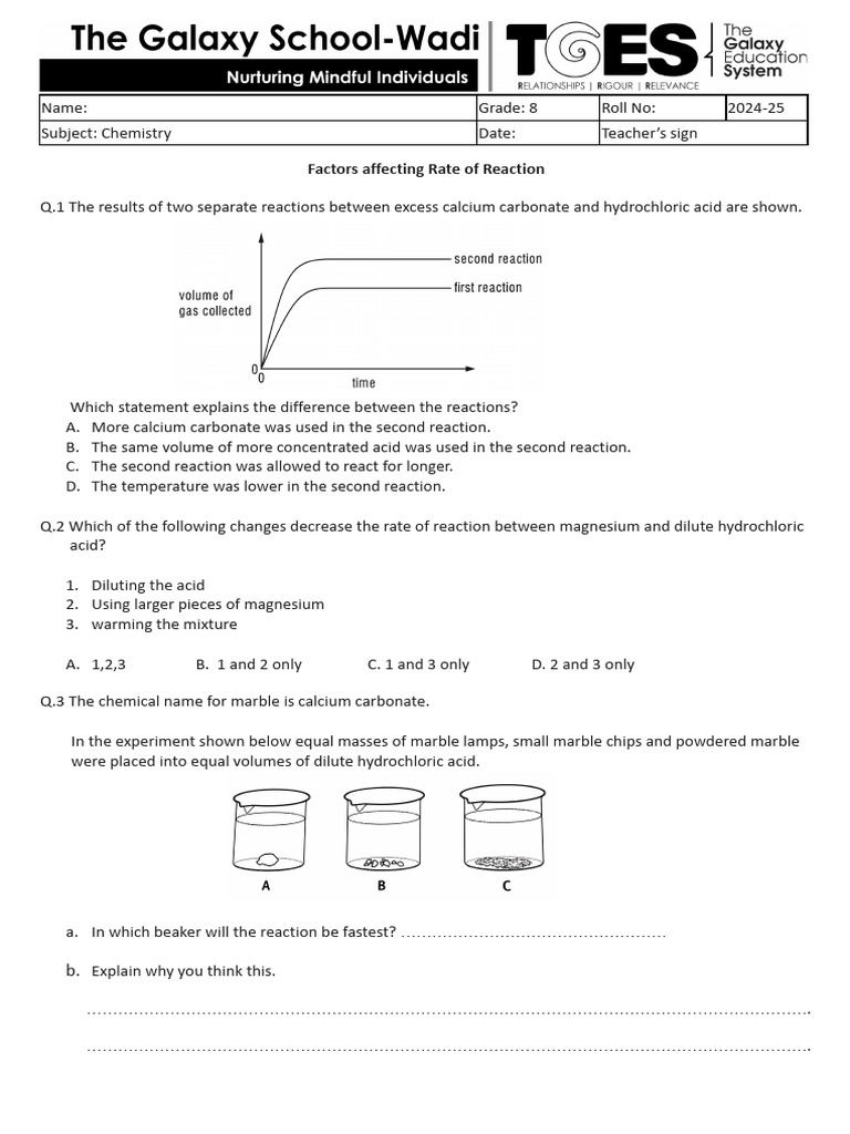 Factors Affecting Rate of Reaction - BA-2 | PDF | Chemical Reactions | Acid