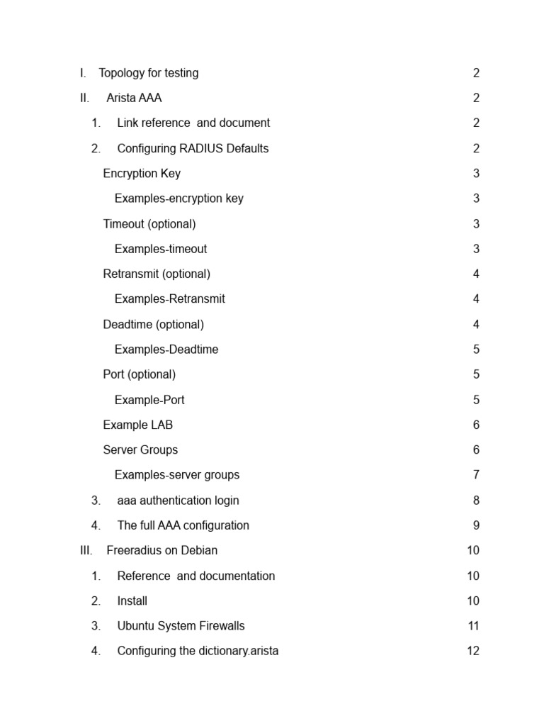 Arista-FreeRadius 01dec2024 | PDF | Radius | Port (Computer Networking)