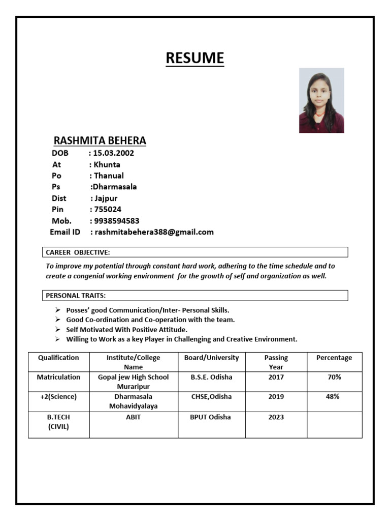 Resume RASHMITABEHERA | PDF