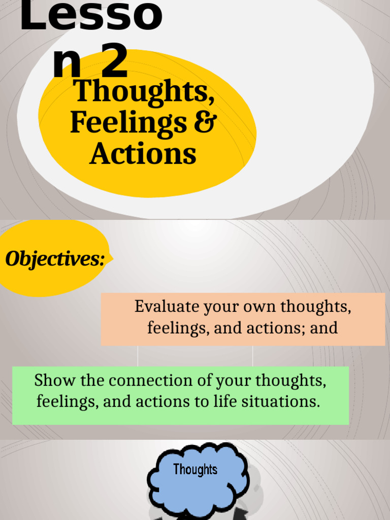 Lesson 2.1 - Thoughts, Feelings & Actions | PDF | Thought | Psychology