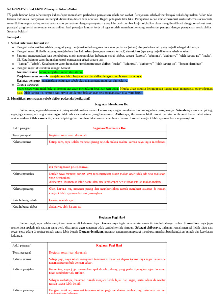 5-11-2024 p5 B. Ind LKPD 2 Paragraf Sebab Akibat 241105 114240 | PDF