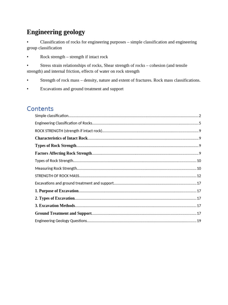 Engineering Geology | PDF | Strength Of Materials | Rock (Geology)