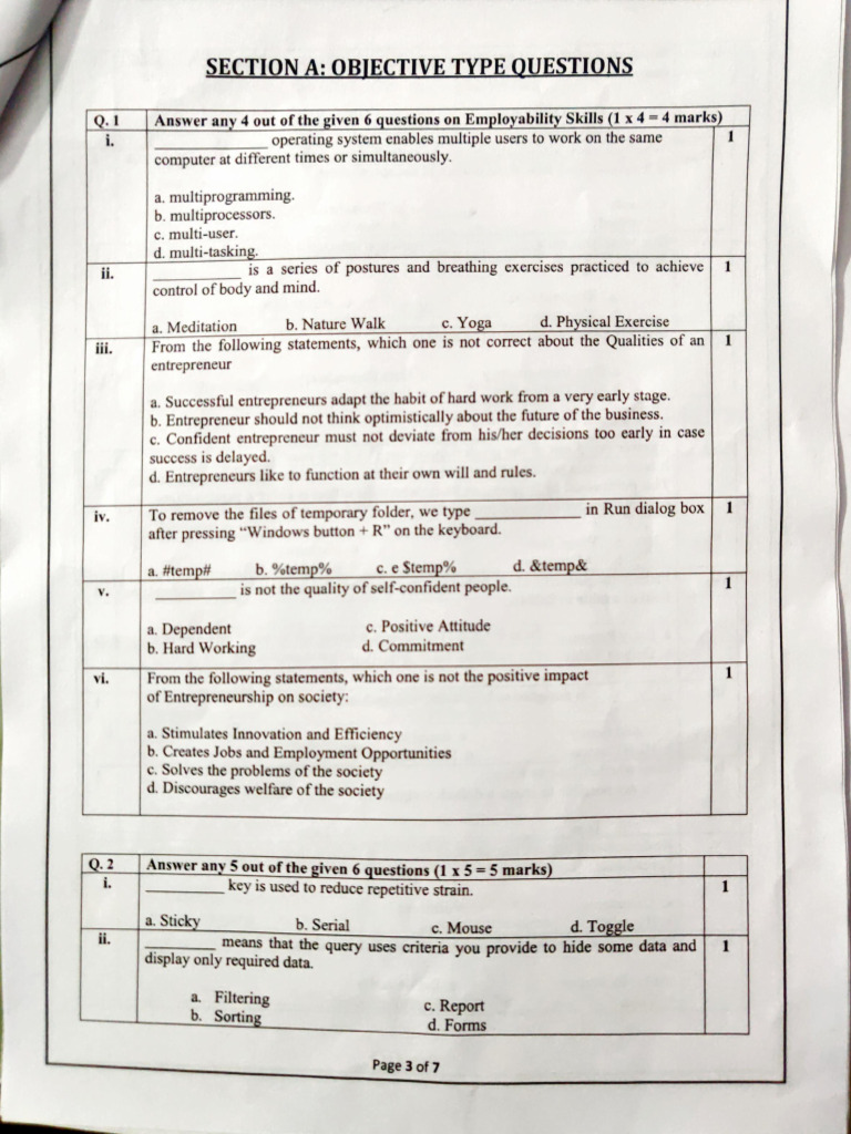 Practice Paper - 2 | PDF | Databases | Entrepreneurship