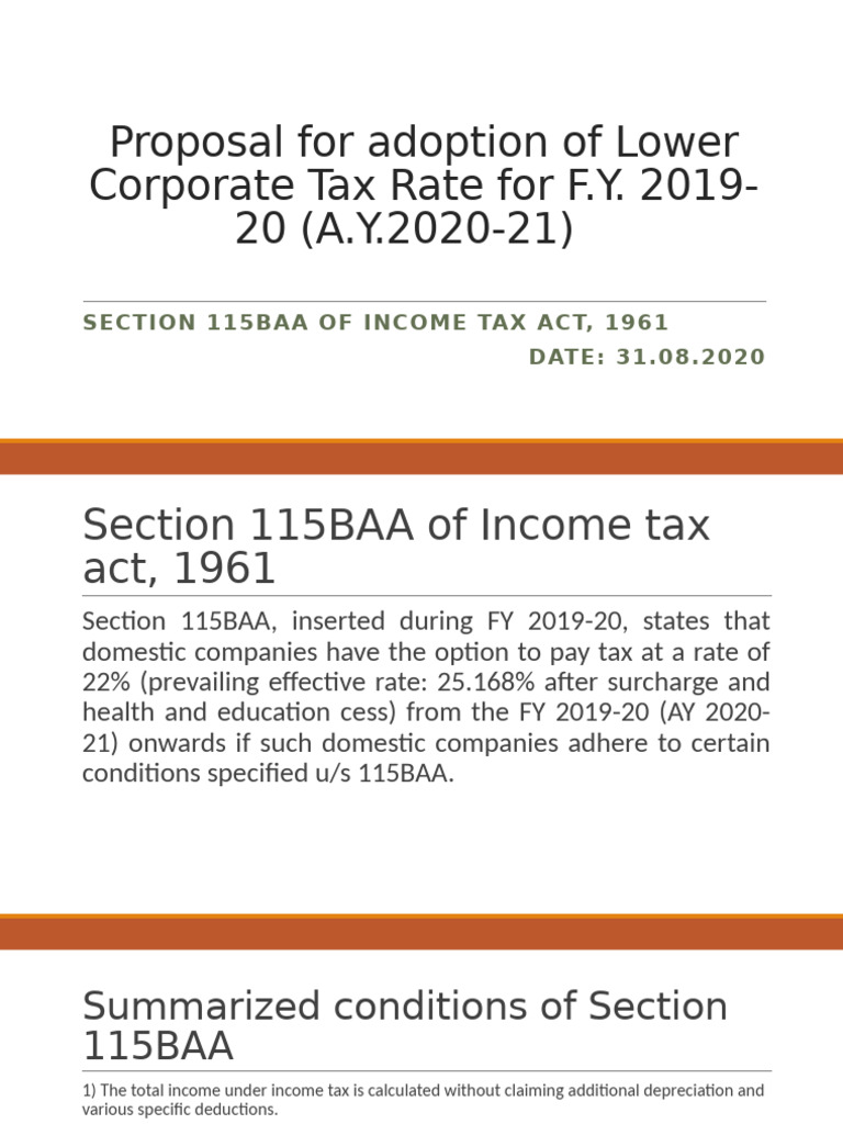 2 PPT - Lower Corporate Tax Rate | PDF | Depreciation | Taxes
