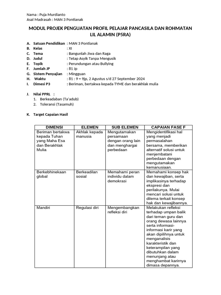 FORM MODUL PROJEK P5 Dan P2AR Final | PDF