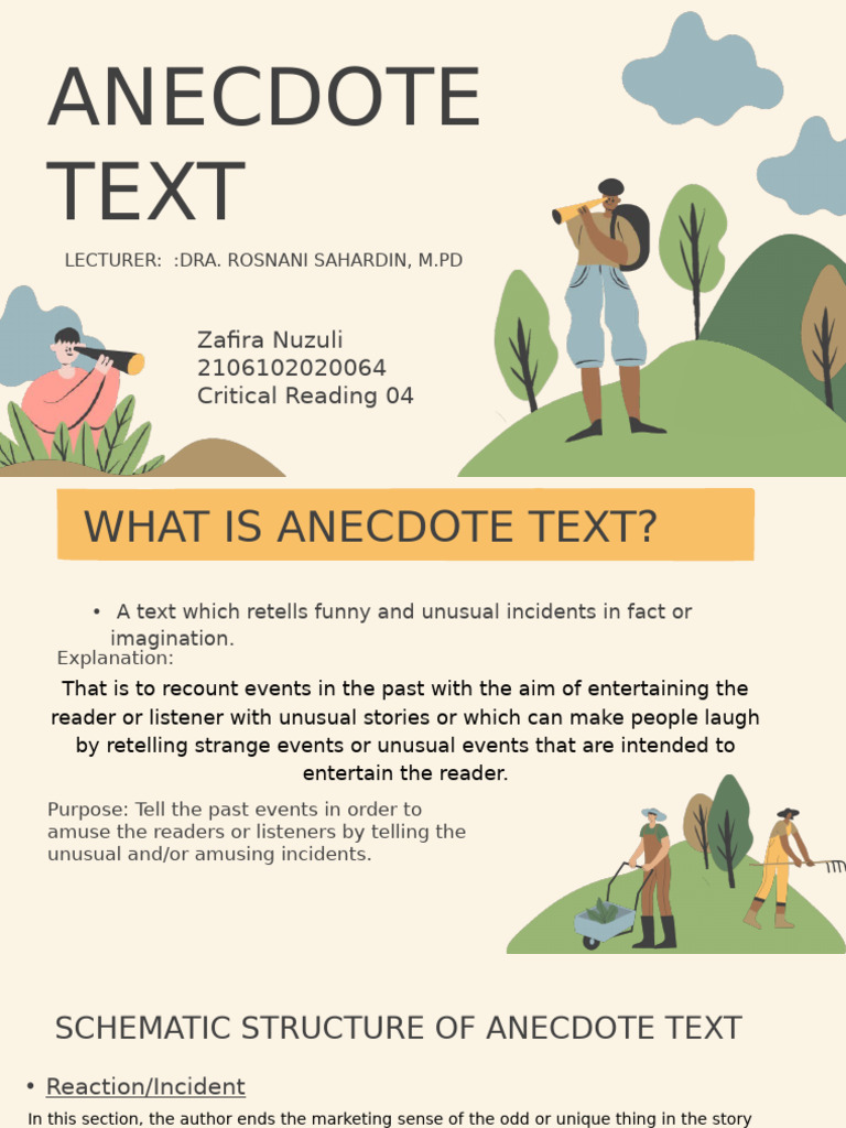 Anecdote Text: Zafira Nuzuli 2106102020064 Critical Reading 04 | PDF | Sentence (Linguistics ...