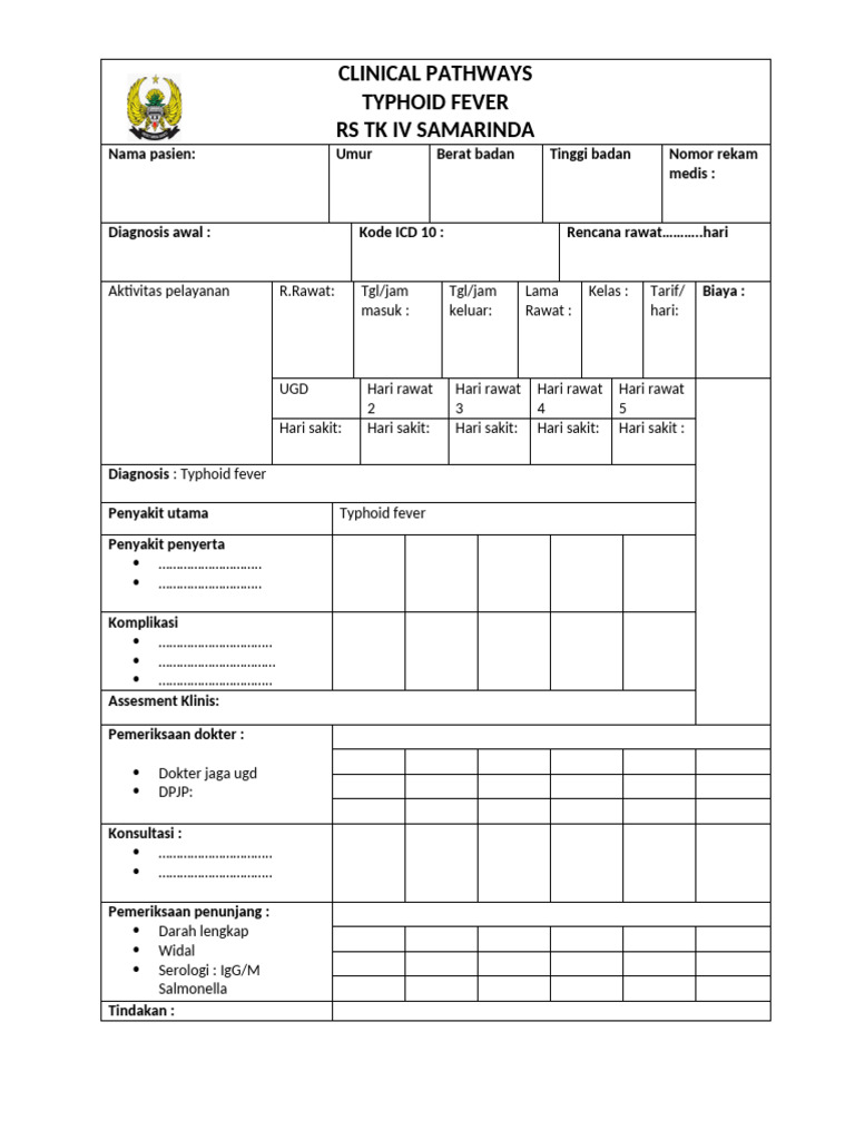 Clinical Pathways Typhoid Fever | PDF