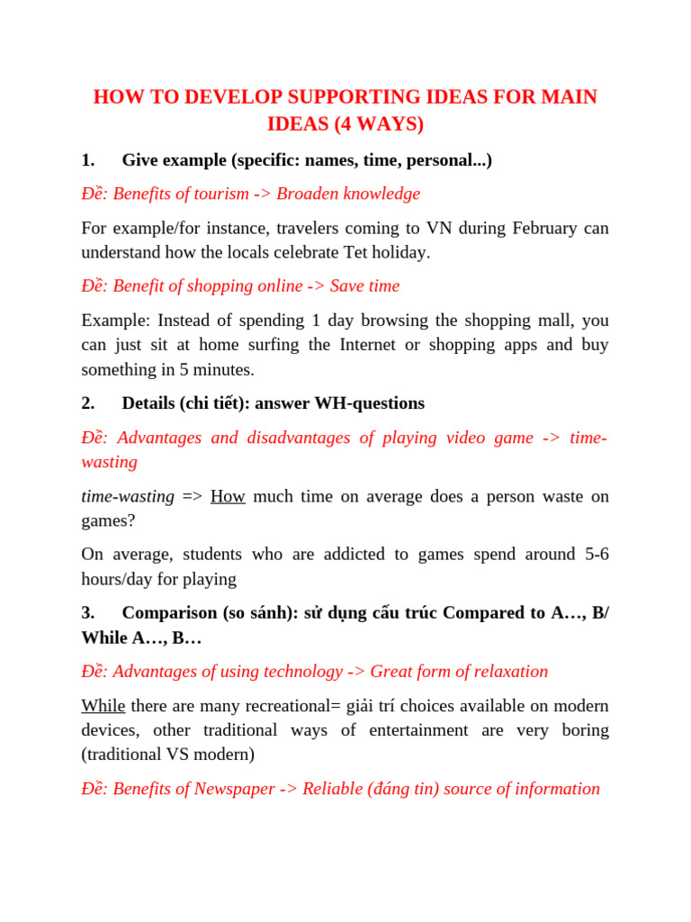 Cách Develop Supporting Ideas | PDF