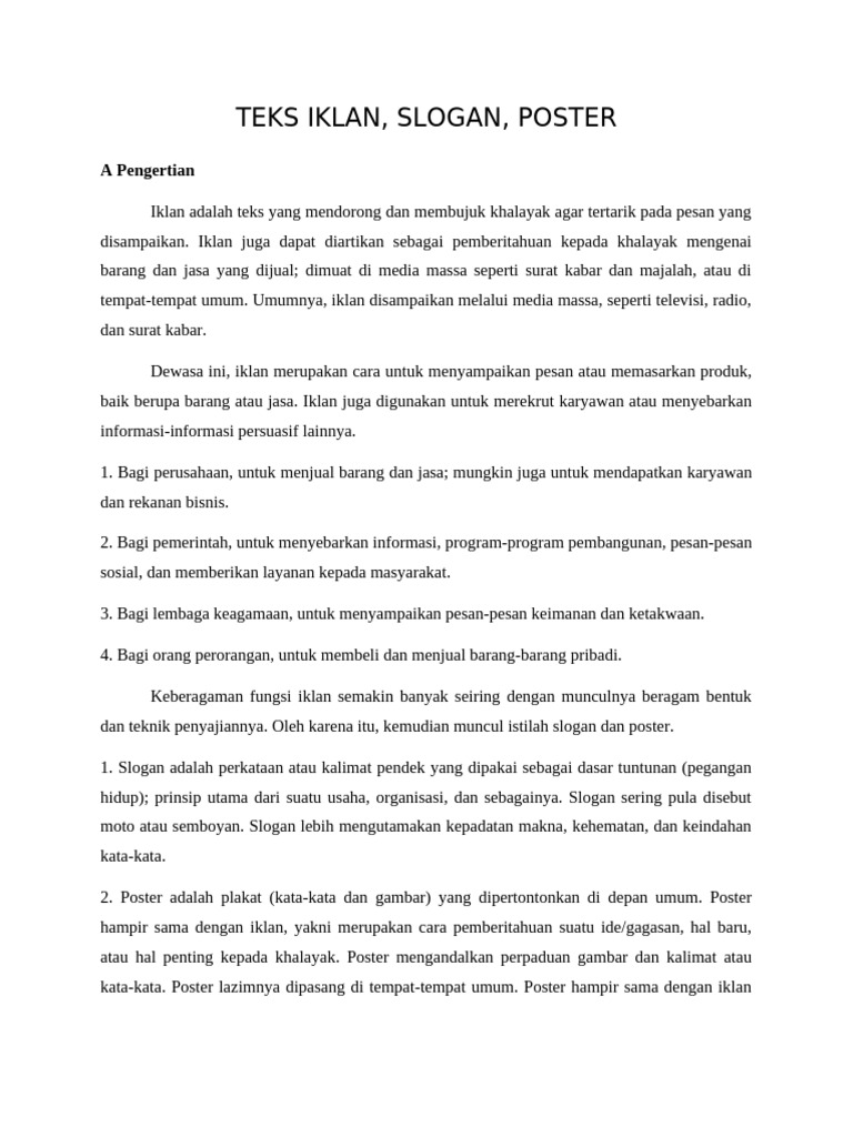 Teks Iklan, Slogan, Poster | PDF