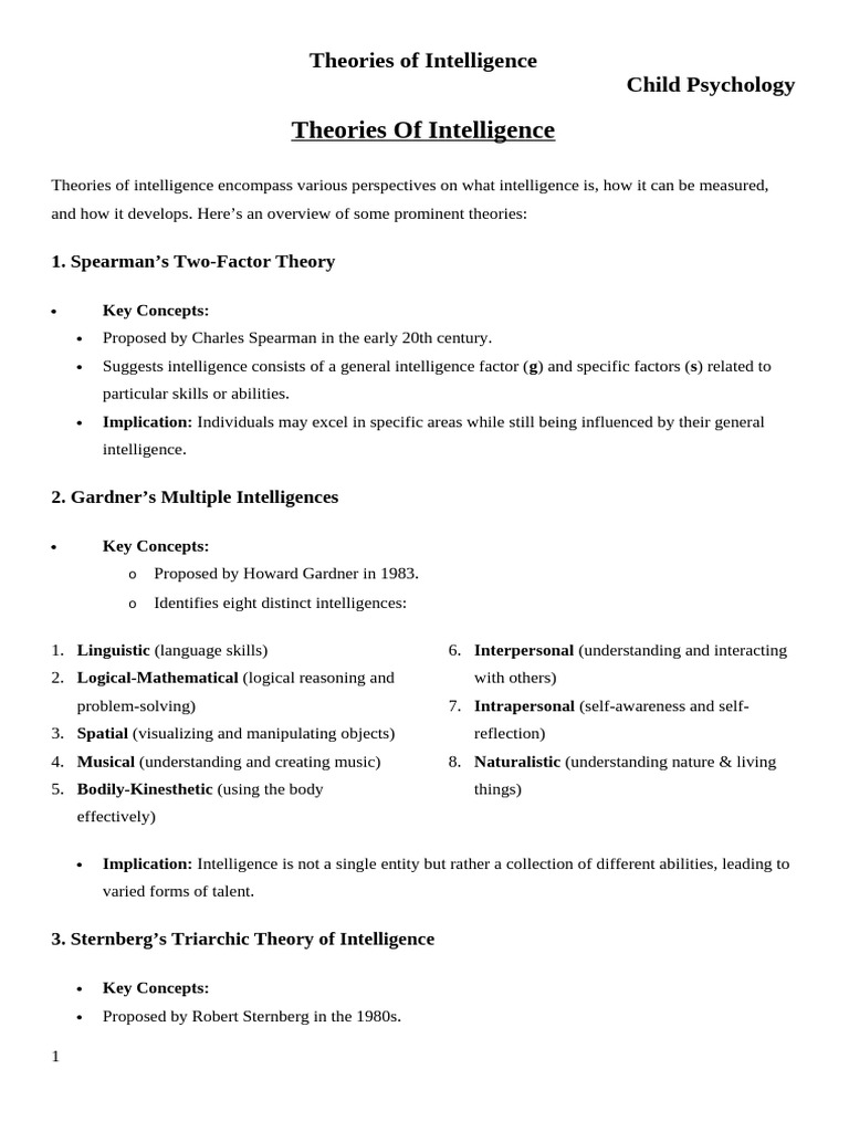 Theories of Intelligence | PDF | Intelligence | Developmental Psychology