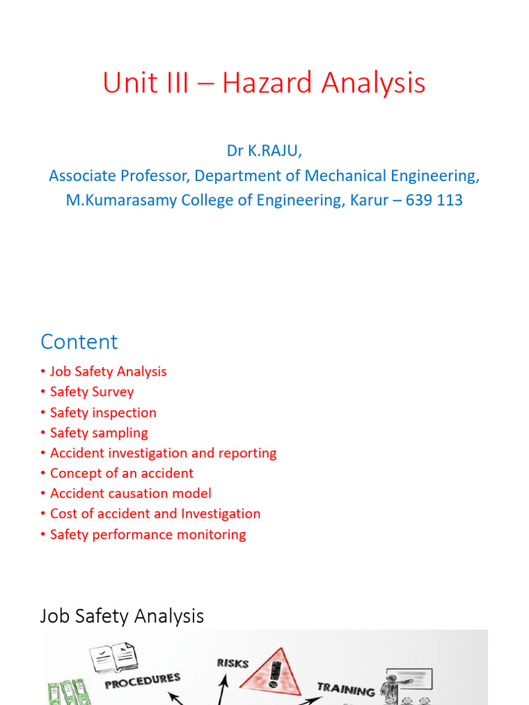 Unit III - Hazard Analysis | PDF | Occupational Safety And Health ...