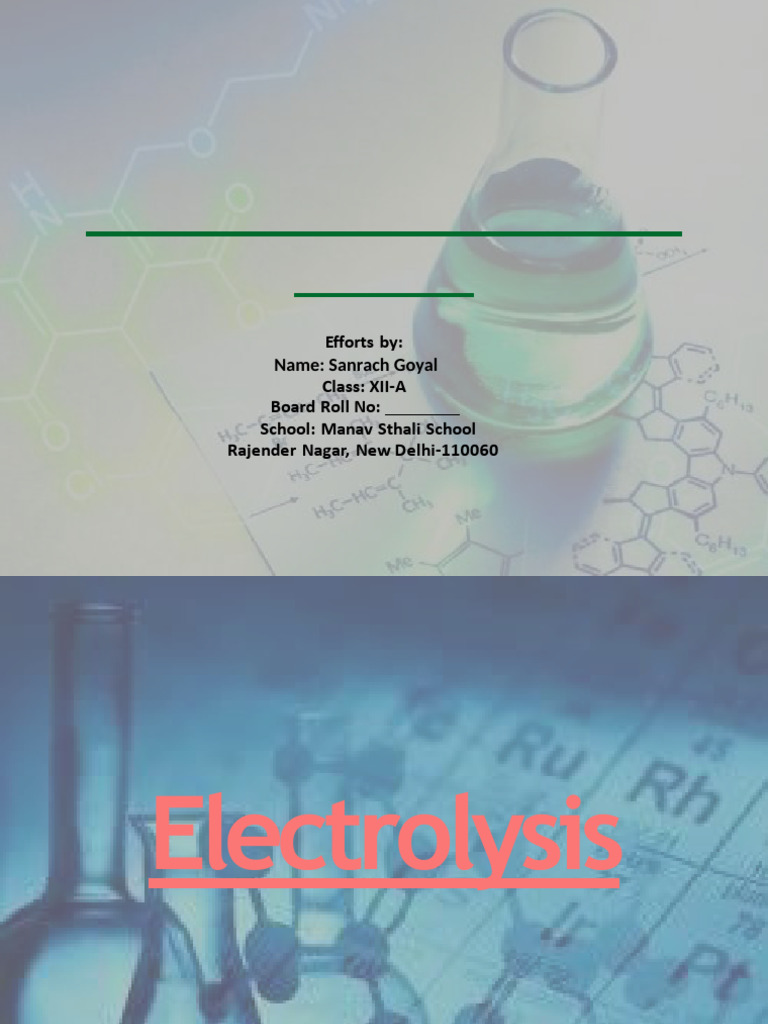 Electrolysis Project | PDF | Ion | Electrode