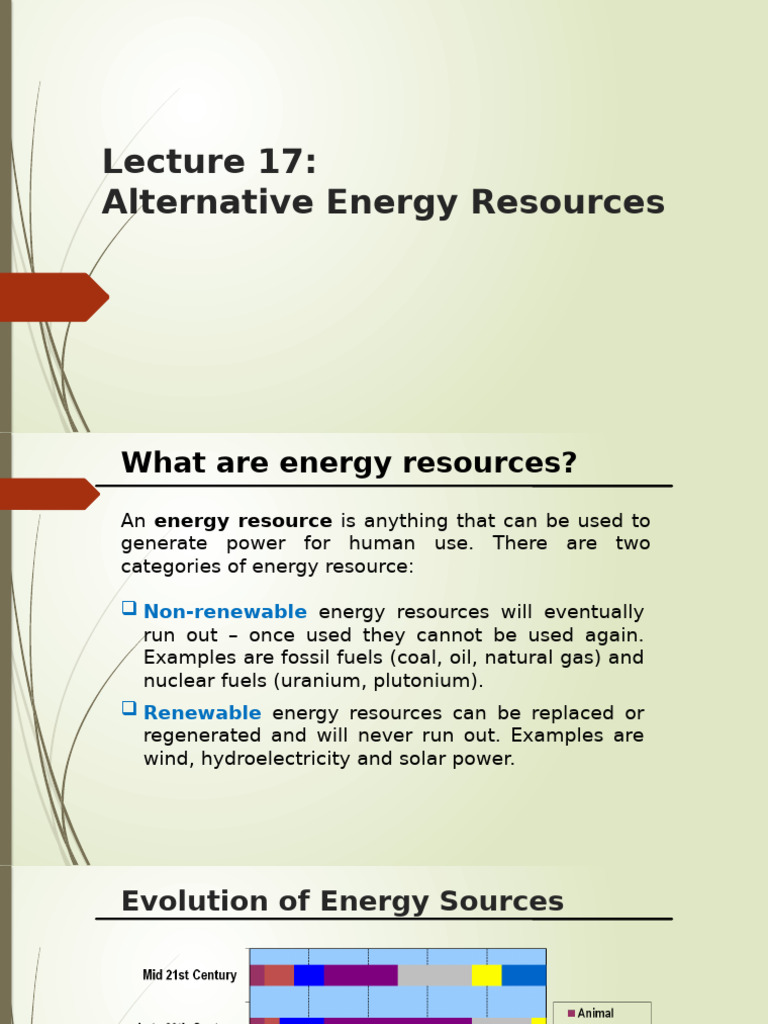 ENV 107 Lecture 17 Alternative Energy Resources | PDF | Petroleum | Coal
