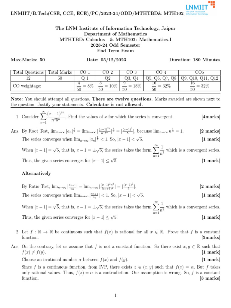 CODE Y23 End Term Q Paper (With Solutions) | PDF
