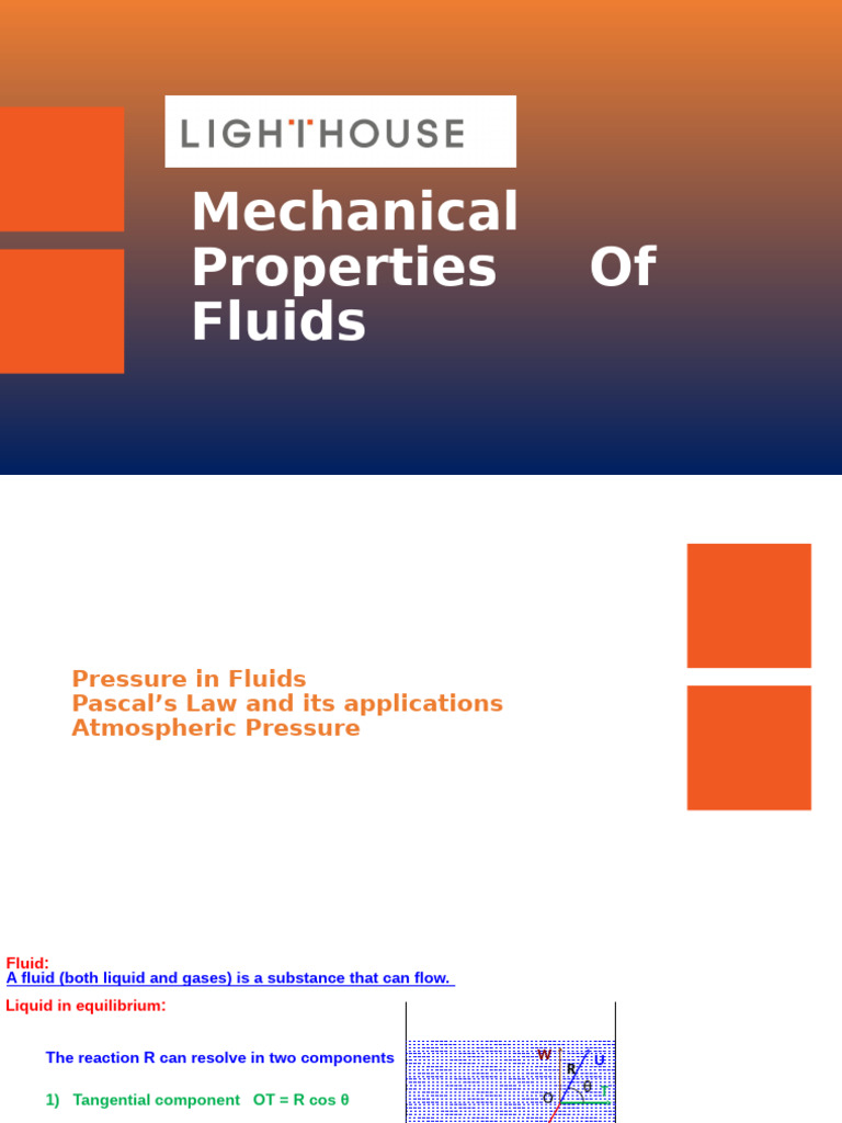WF-Grade 11 - Mechanical Properties of Fluids-Part 1 | PDF | Pressure | Liquids