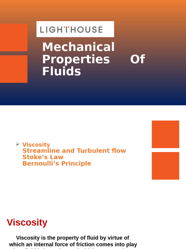 Mechanical Properties of Fluids Explained | PDF | Viscosity | Fluid ...