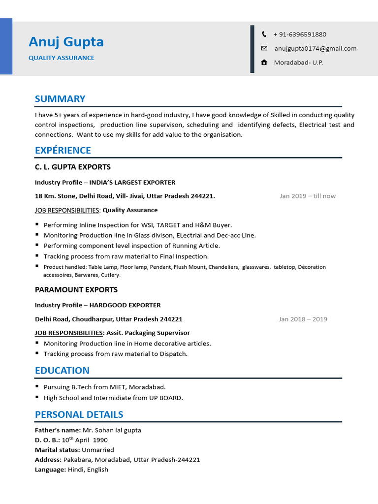Anuj CV | PDF
