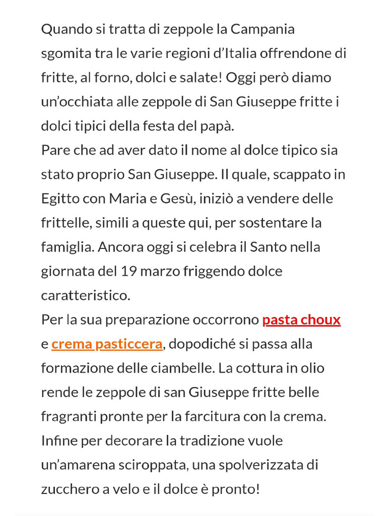 Ricetta Zeppole Di San Giuseppe | PDF