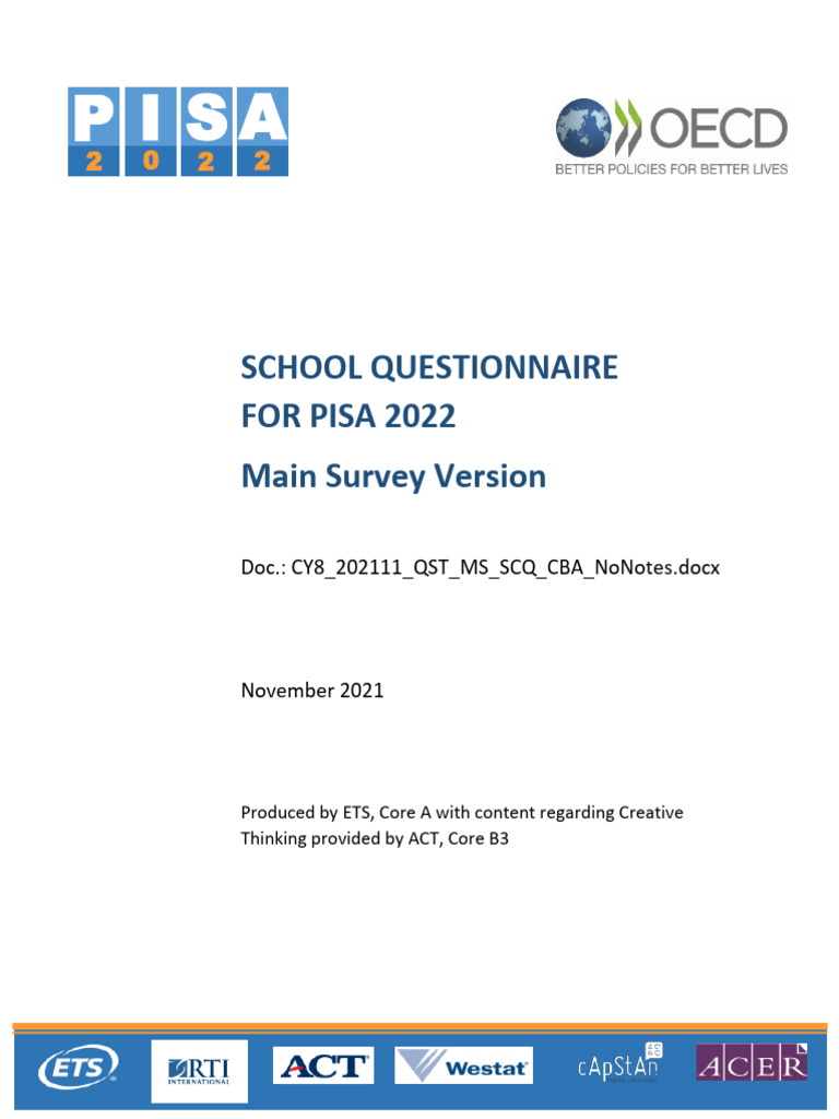 Questionnaire For School Principals - 2022 | PDF | Teachers | Evaluation