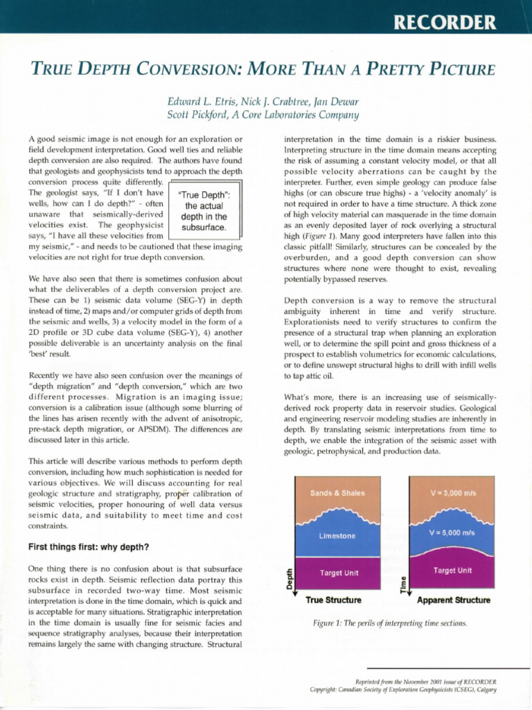 True Depth Conversion Explained | PDF | Reflection Seismology | Waves