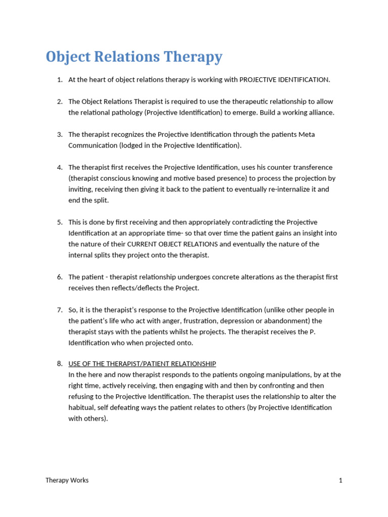 Object Relations - Ingratiation | PDF | Psychotherapy | Object Relations Theory