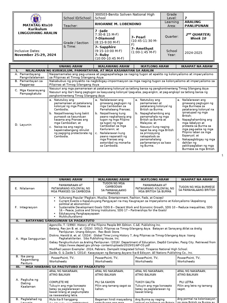 AP7 Q2 Week 10 | PDF