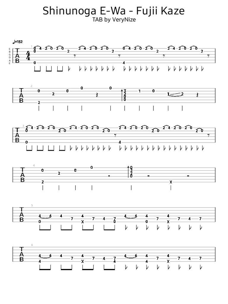 Shinunoga E-Wa Guitar Tab Guide | PDF | Recorded Music | Songs