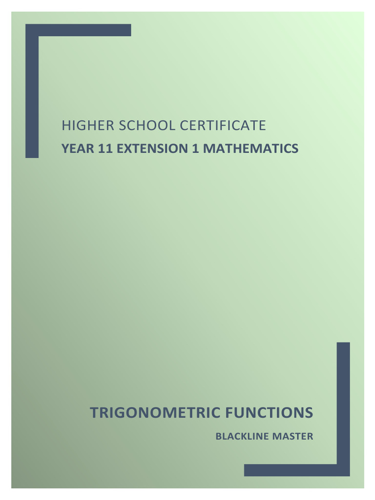Extension 1 Trigonometric Functions Without Worked Solutions | PDF ...