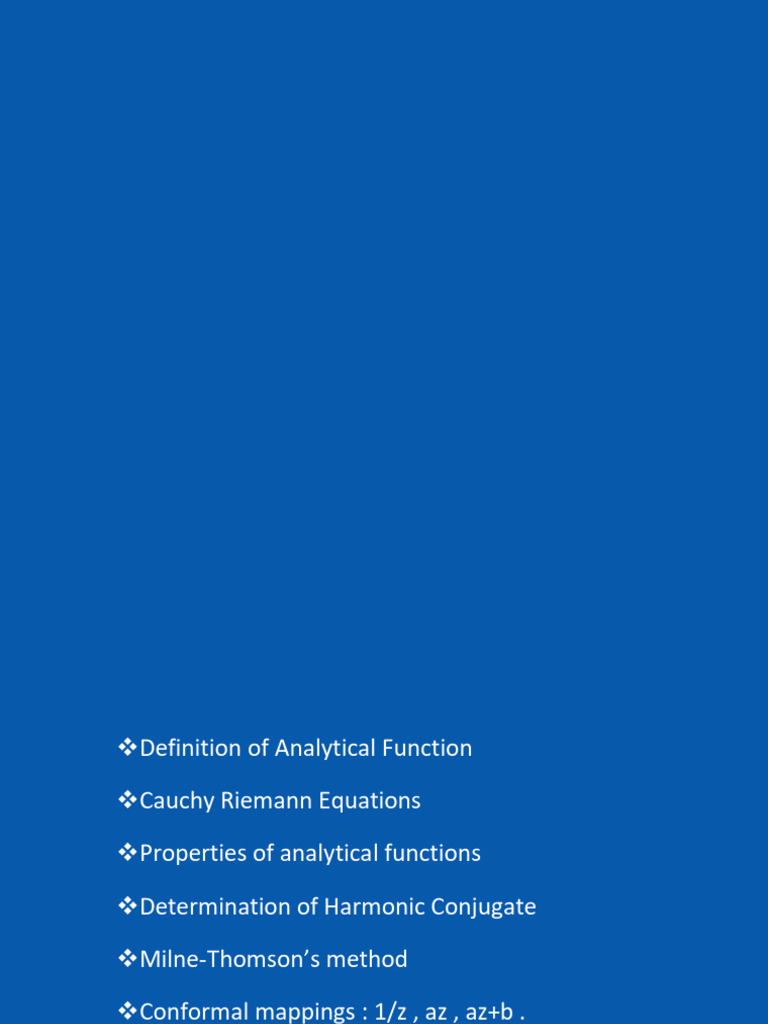 Analytical Functions and Cauchy-Riemann Equations | PDF | Holomorphic ...