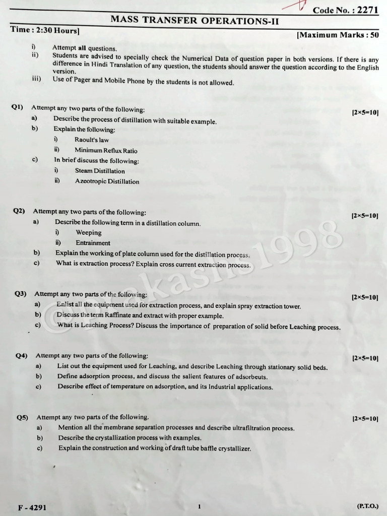 Mto - Ii 5TH Sem Exam Paper 2022 | PDF