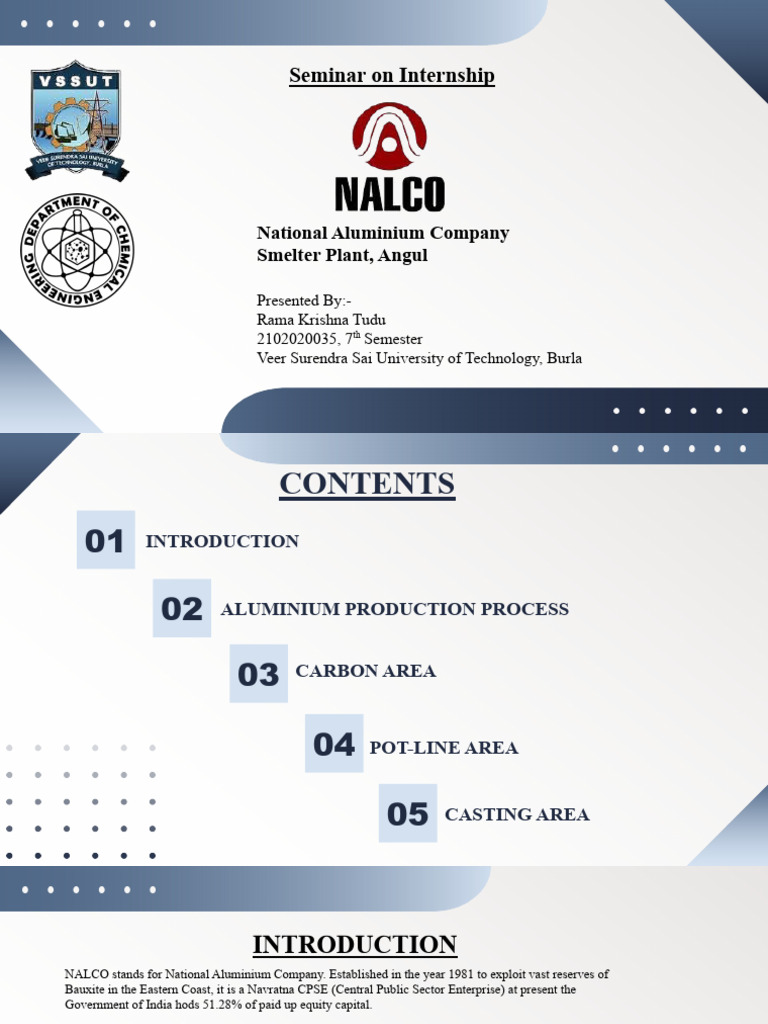 NALCO Internship Overview and Process | PDF | Chemical Substances | Metals