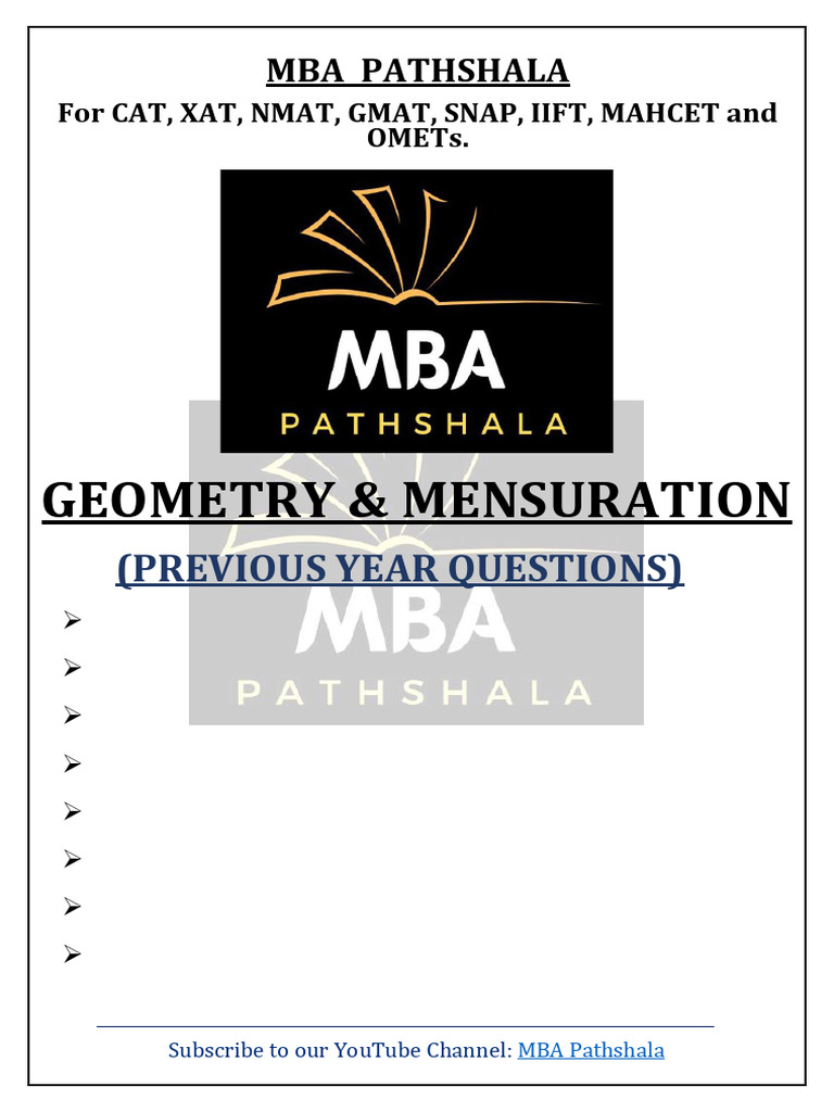 Geometry and Mensuration-CAT-Previous Year Questions | PDF | Area | Perpendicular