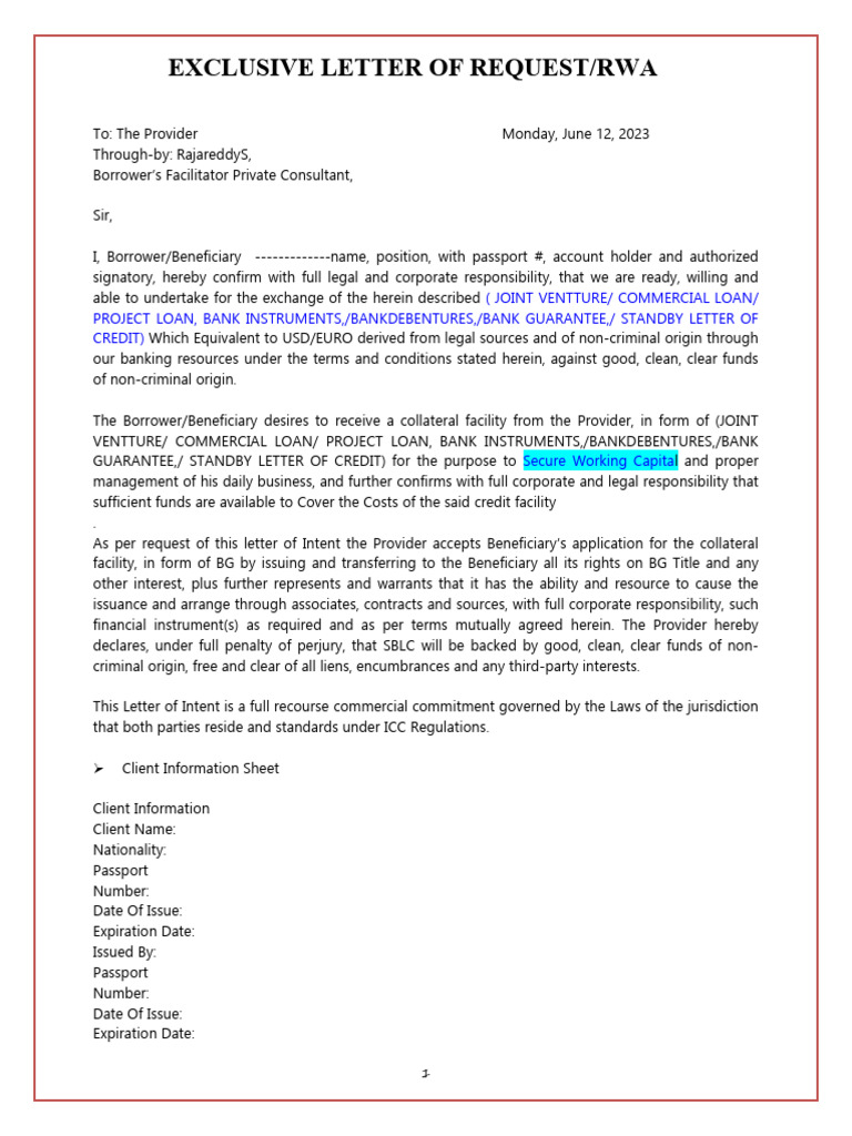 Tasha Lustig Nationality Confirmation | PDF | Letter Of Credit | Banks