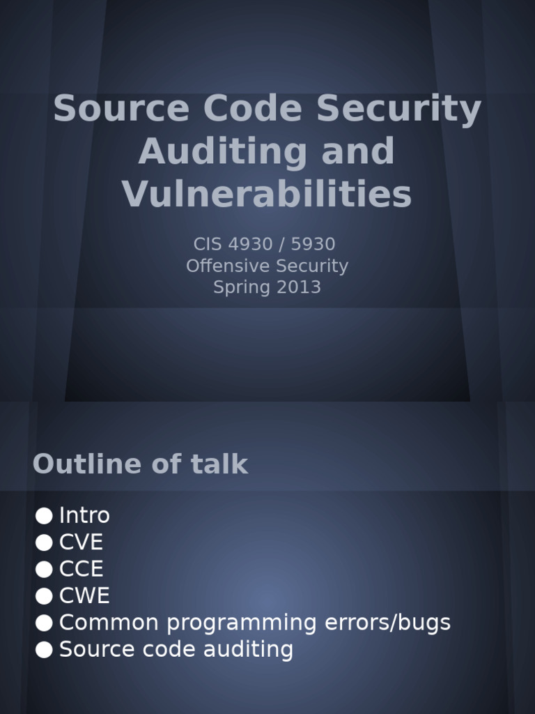 04 Code Auditing Pdf Vulnerability Computing Computer Engineering 1966