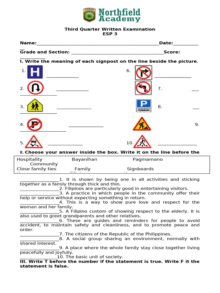 ESP 3 Third Quarter Exam Guide | PDF | Emergency Evacuation