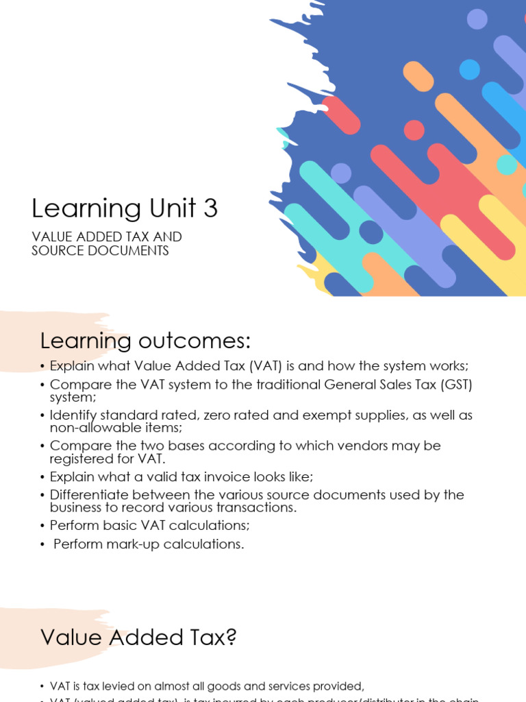 Learning Unit 3 | PDF | Value Added Tax | Taxes