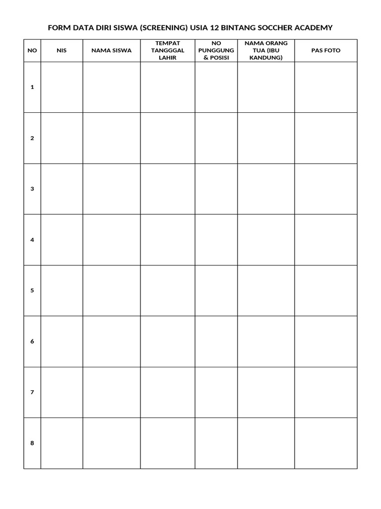 Form Data Diri Siswa | PDF
