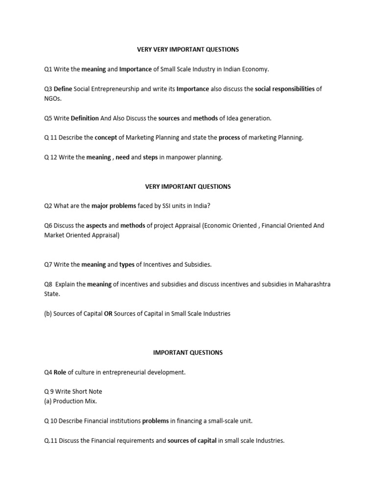 SSI Question Bank Sorted | PDF