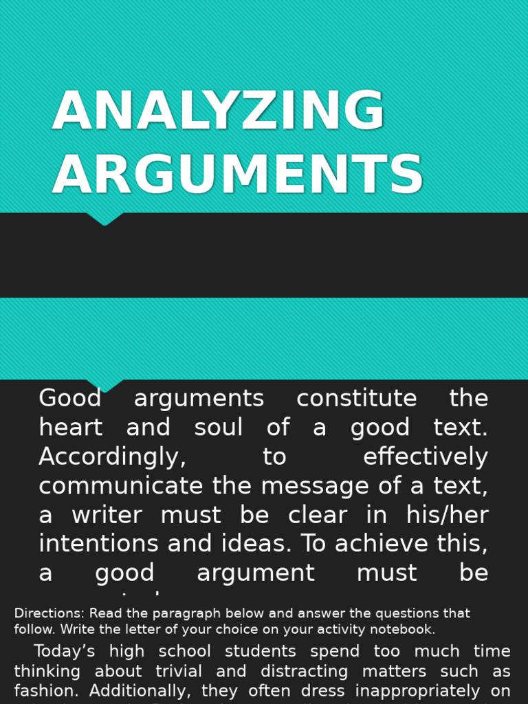 Analyzing Arguments Students | PDF | Argument