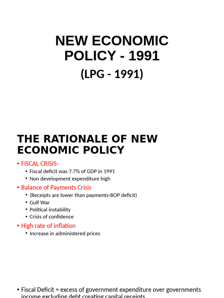 New Economic Policy 1991 | PDF | Fiscal Policy | Government Budget Balance