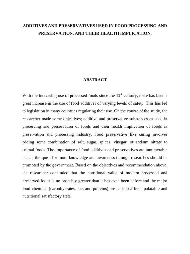 Additives and Preservatives Used in Food | PDF | Curing (Food ...