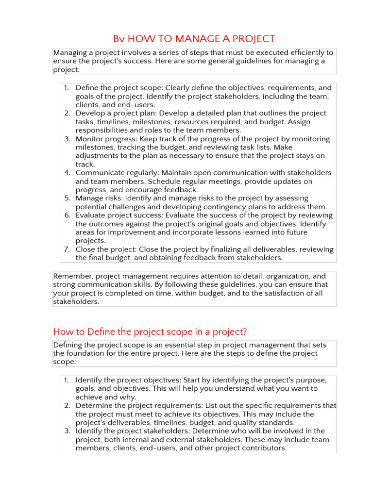 How To Manage A Project | PDF | Project Management | Risk Management