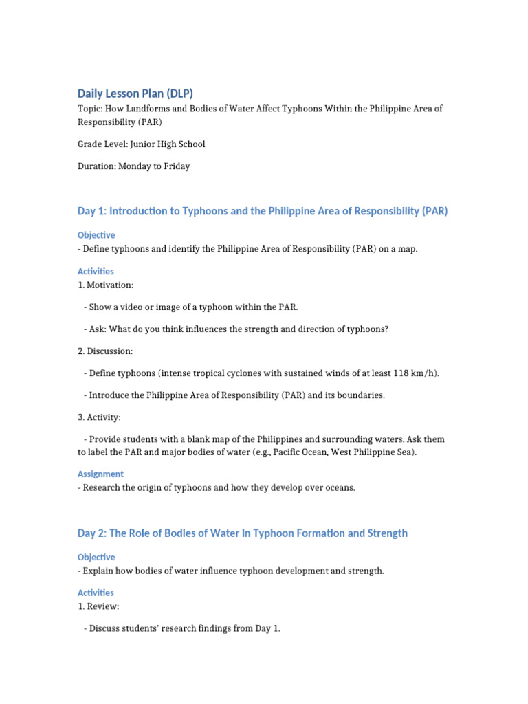 Landforms Bodies Water Typhoons PAR | PDF | Tropical Cyclones ...